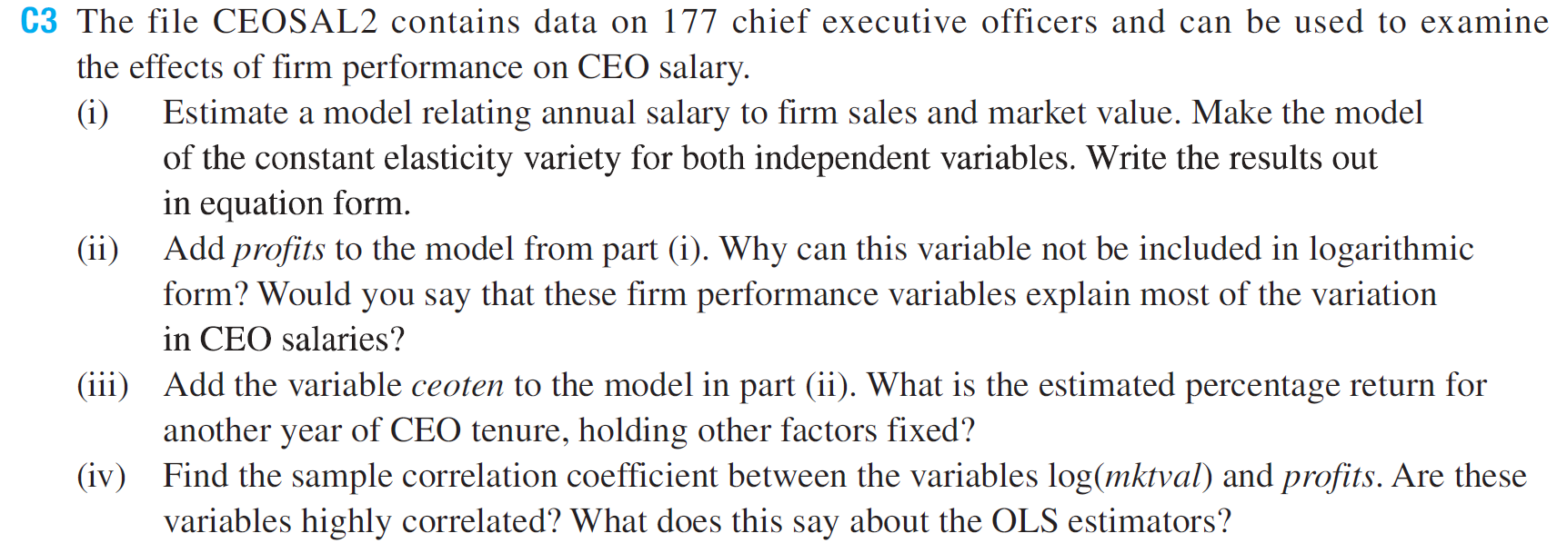 C3 The file CEOSAL2 contains data on 177 chief | Chegg.com