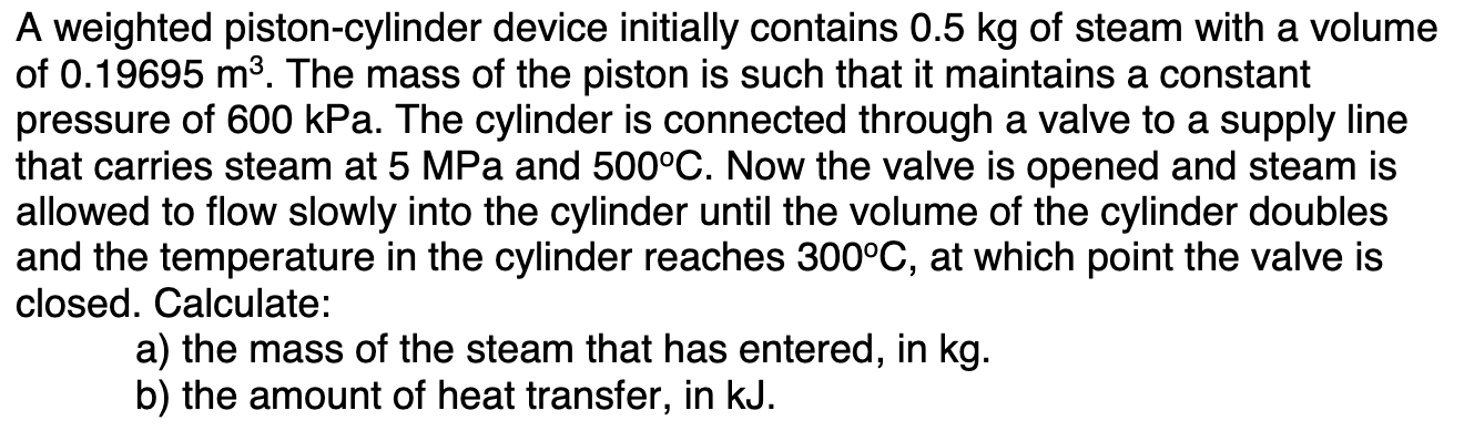 Solved A weighted piston-cylinder device initially contains | Chegg.com
