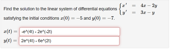 Solved X Find the solution to the linear system of | Chegg.com