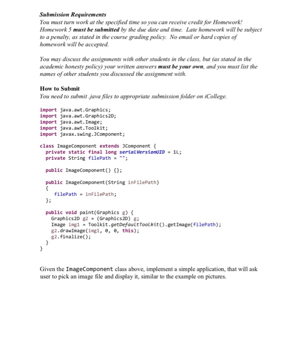 Solved Submission Requirements You must turn work at the | Chegg.com