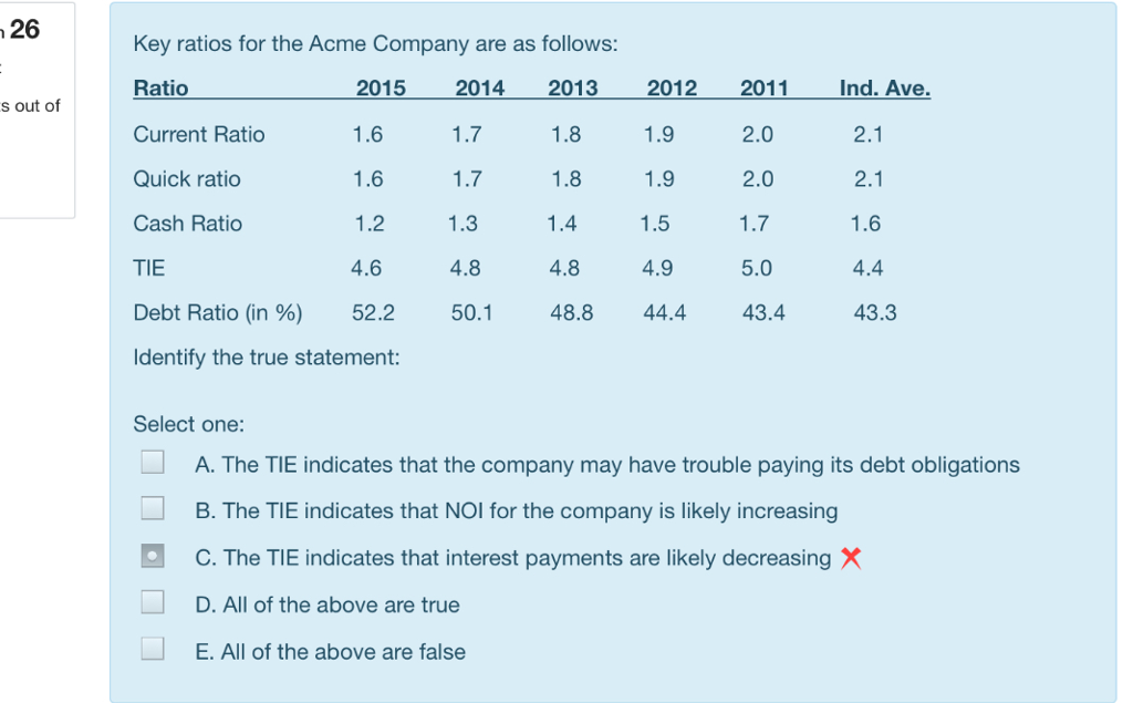 Solved 30 Regarding ratios, identify the true statement: out | Chegg.com