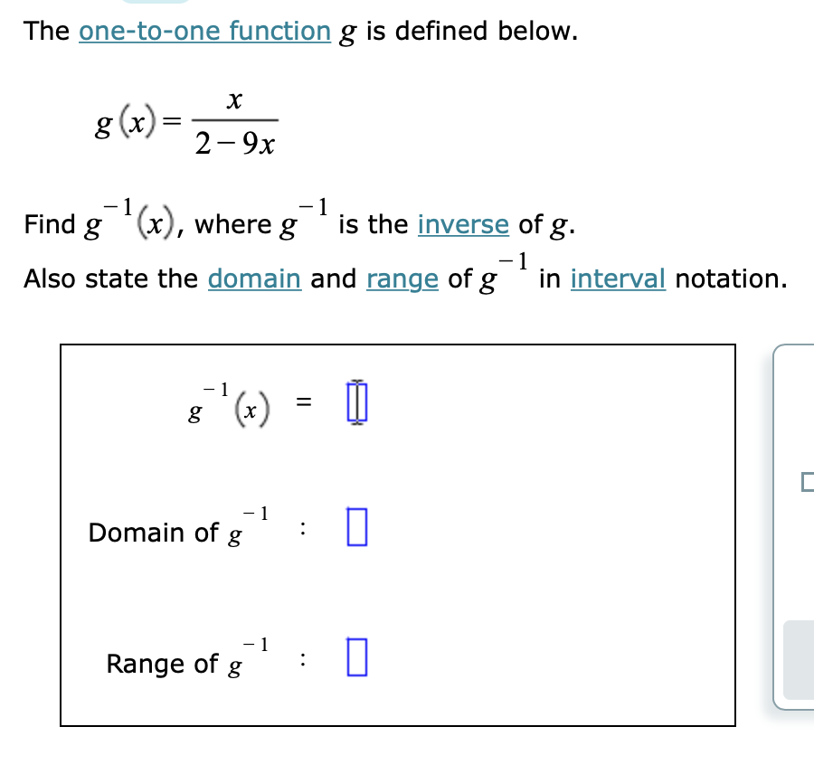 Solved The one-to-one function g is defined below. | Chegg.com