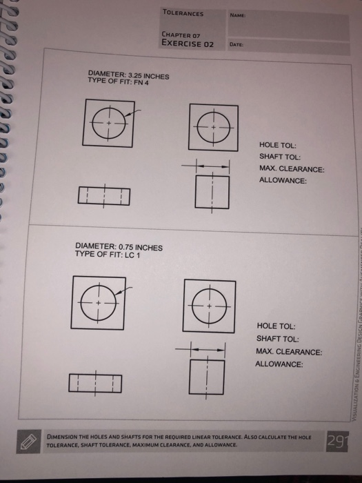 Solved TOLERANCES NAME: CHAPTER 07 EXERCISE 02 DATE | Chegg.com