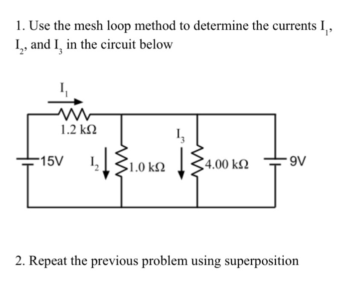 Solved 1. Use the mesh loop method to determine the currents | Chegg.com