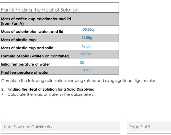 Solved 8. Calculate the mass of solid being dissolved. 9. | Chegg.com