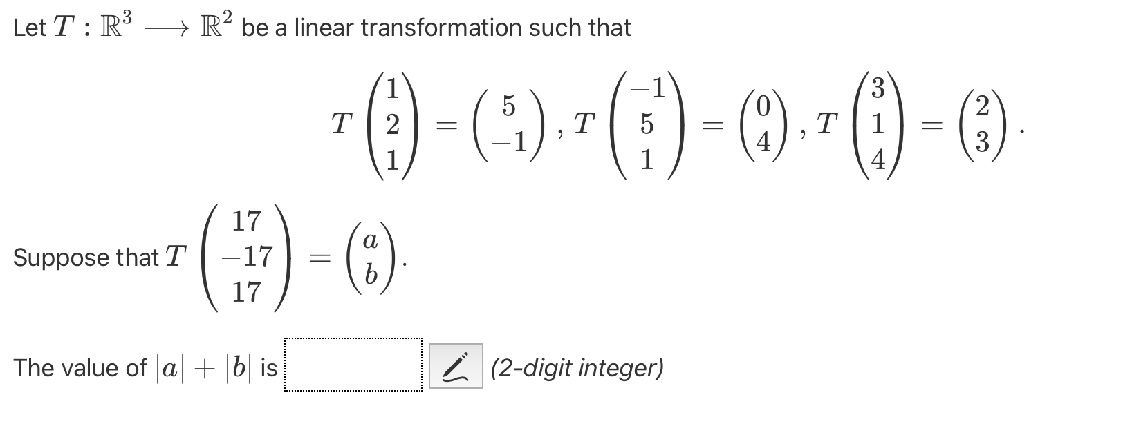 Solved Let T:R3 R2 be a linear transformation such that | Chegg.com