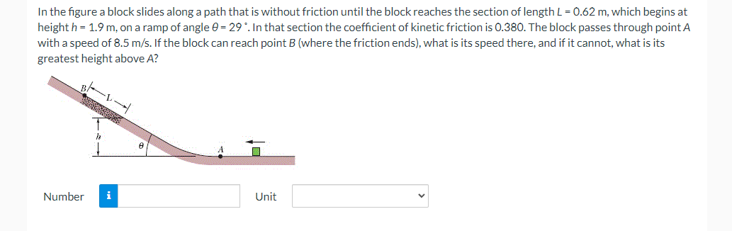 Solved In the figure a block slides along a path that is | Chegg.com