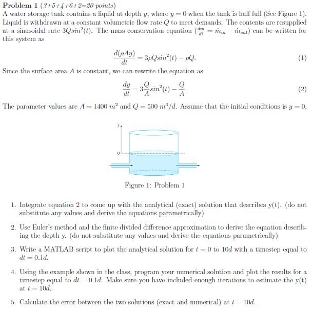 Solved Problem 1(3+5+4+6+2=20 points ) A water storage tank | Chegg.com