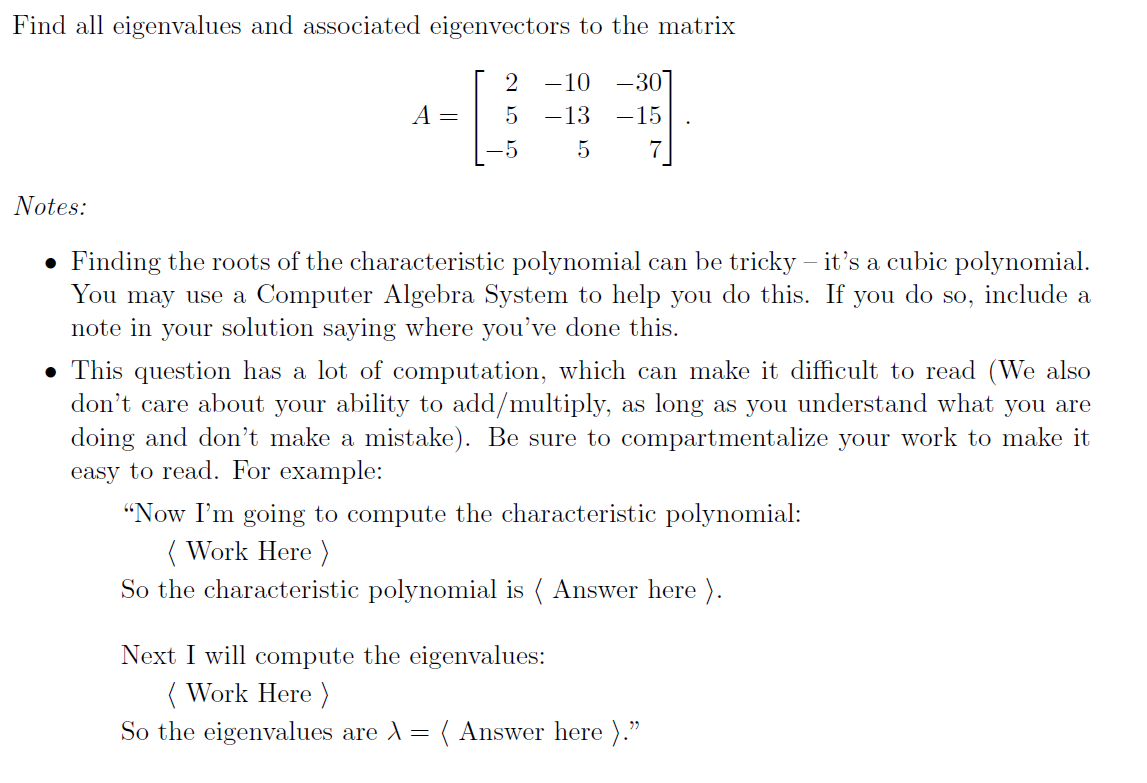 Find All Eigenvalues And Associated Eigenvectors To