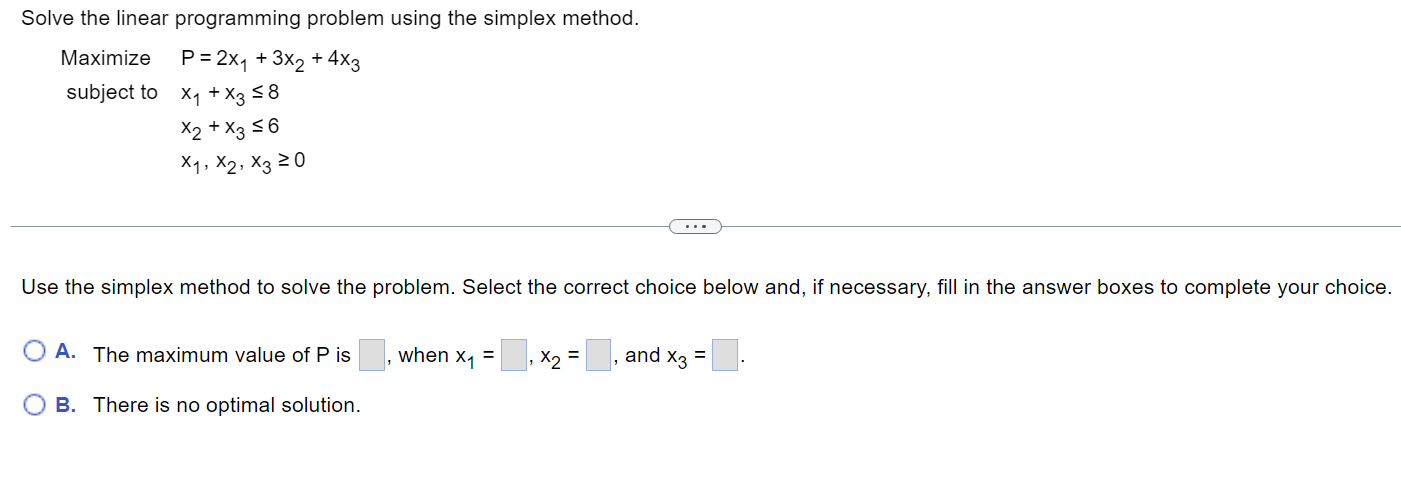Solved Solve the linear programming problem using the | Chegg.com
