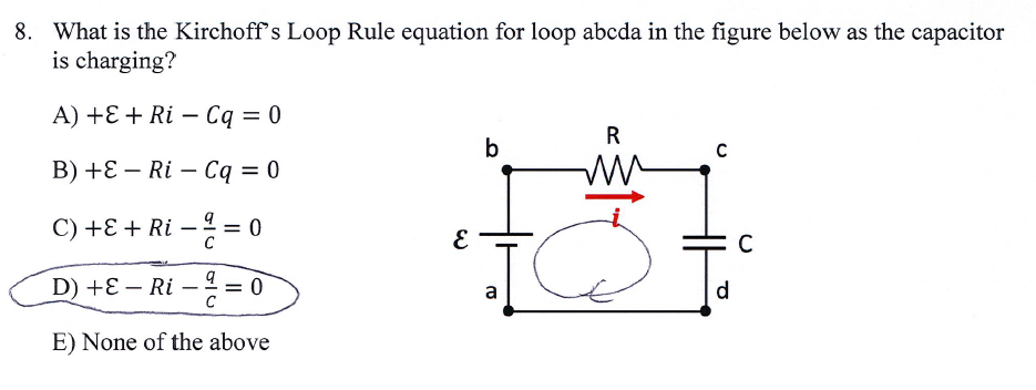 Solved 8. What is the Kirchoff's Loop Rule equation for loop | Chegg.com