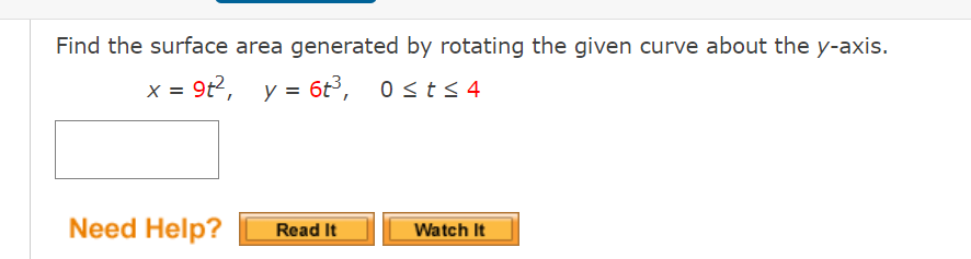 Solved Find the surface area generated by rotating the given | Chegg.com