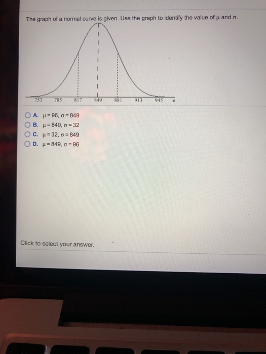 Solved The graph of a normal curve is given. Use the graph | Chegg.com