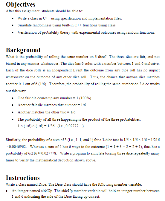 Solved Objectives After this assignment, students should be | Chegg.com
