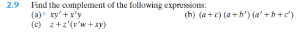 Solved .9 Find the complement of the following expressions: | Chegg.com
