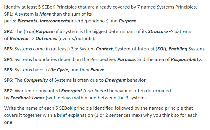 Solved identify at least 5 SEBOK Principles that are already | Chegg.com