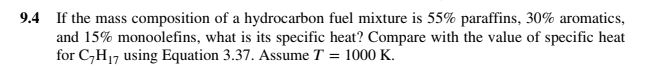 If the mass composition of a hydrocarbon fuel mixture | Chegg.com