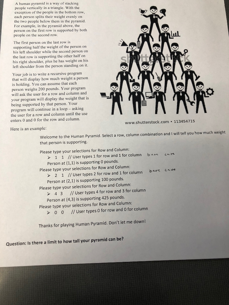 A human pyramid is a way of stacking people | Chegg.com