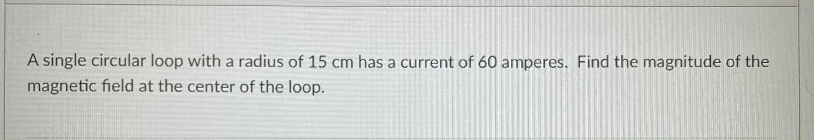 Solved A single circular loop with a radius of 15 cm has a | Chegg.com