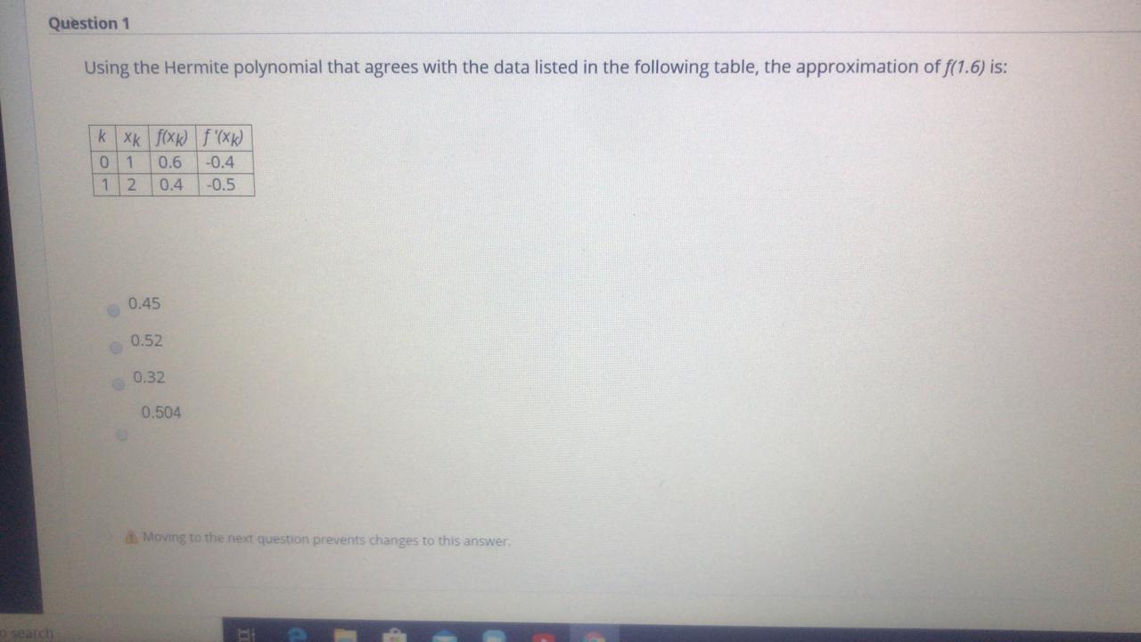 Solved Question 1 Using the Hermite polynomial that agrees | Chegg.com