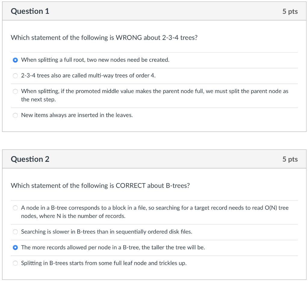 Solved Which statement of the following is WRONG about 2-3-4 | Chegg.com