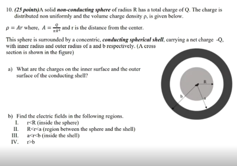 Solved 10. (25 points) A solid non-conducting sphere of | Chegg.com