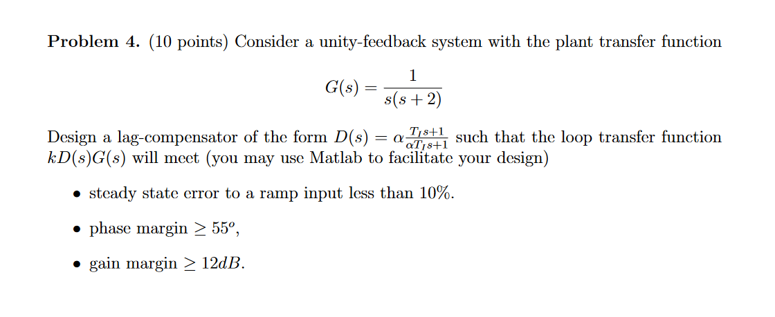 Consider a unity-feedback system with the plant | Chegg.com