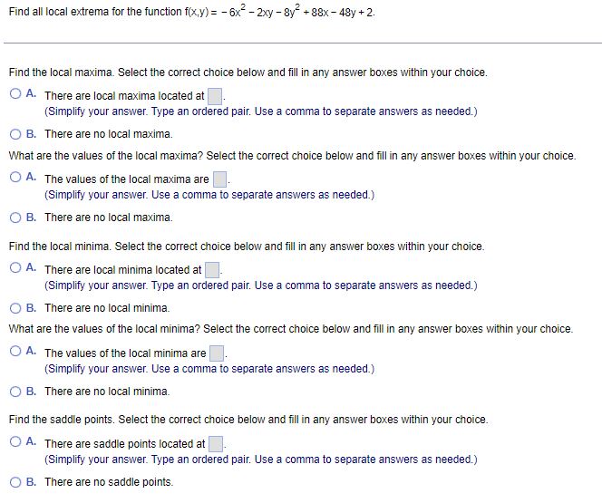 Solved Find all local extrema for the function | Chegg.com