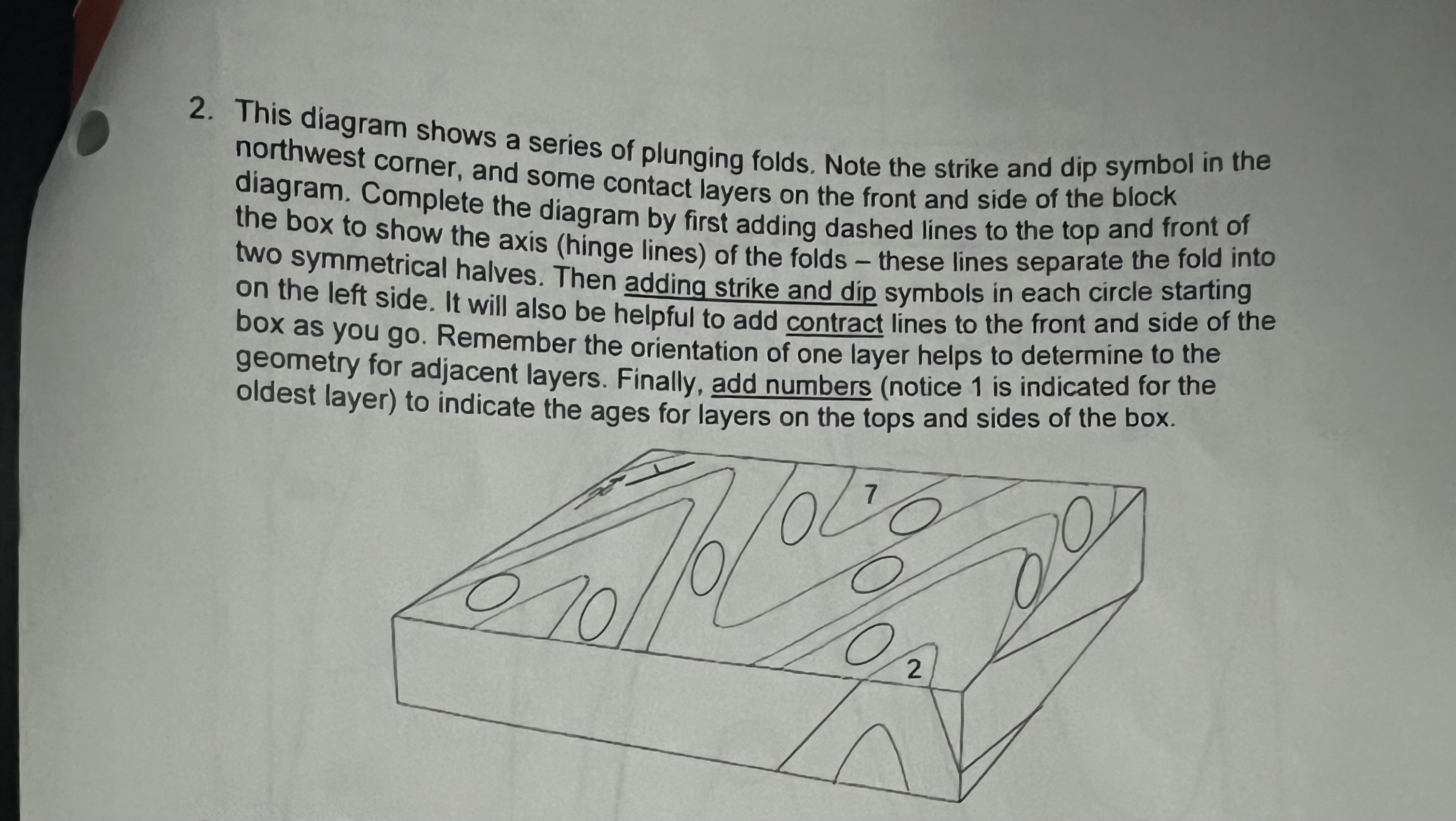 Solved 2. This diagram shows a series of plunging folds. | Chegg.com