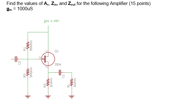 Solved Find the values of Av, Zin, and Zout for the | Chegg.com
