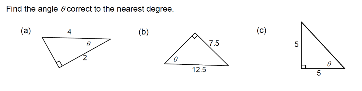 Solved Find the angle θ correct to the nearest degree. (a) | Chegg.com