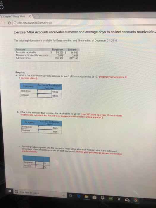 Solved Chapter 7 Group Work x tpx Exercise 7-16A Accounts | Chegg.com