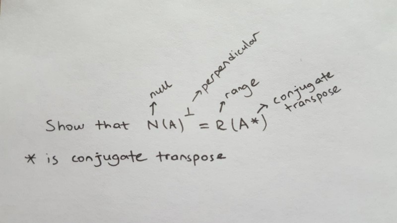 Solved Show that conjugate NIA)t = R(A*) transpose * is | Chegg.com