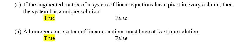 Solved (a) If the augmented matrix of a system of linear | Chegg.com