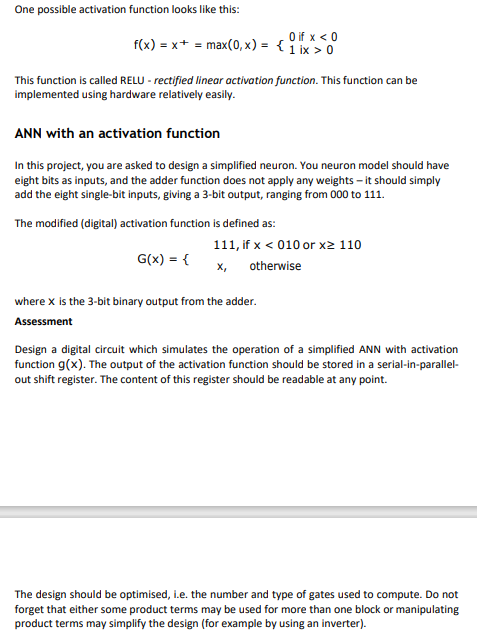 Solved One possible activation function looks like this: | Chegg.com