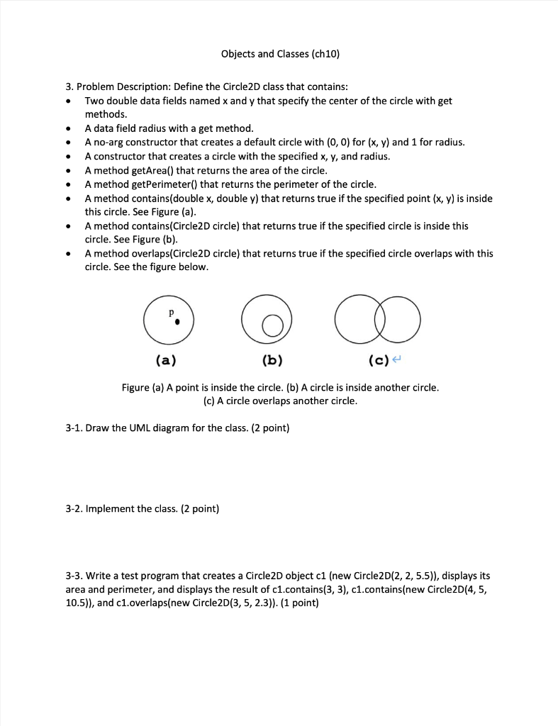 Solved 3. Problem Description: Define the Circle2D class | Chegg.com