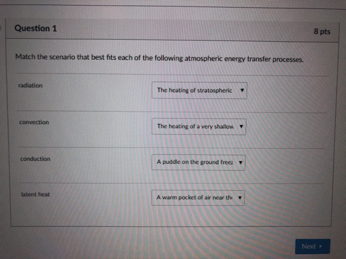 Solved Question 1 8 pts Match the scenario that best fits | Chegg.com