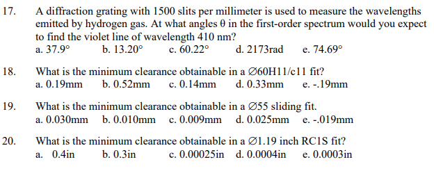 Solved 17. A diffraction grating with 1500 slits per | Chegg.com