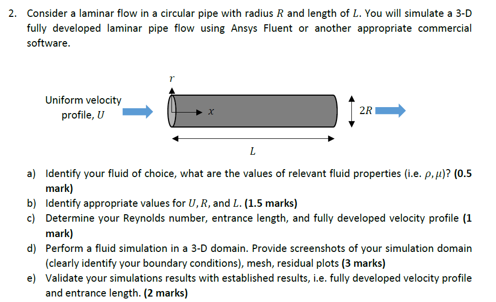 Solved 2. Consider a laminar flow in a circular pipe with | Chegg.com