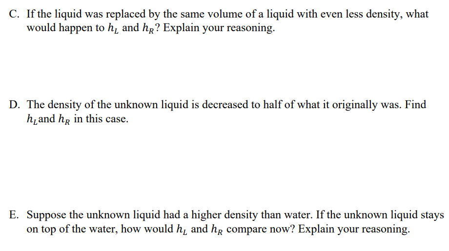 Solved h, Problem 1: Liquids in a U-shaped tube A U-shaped | Chegg.com