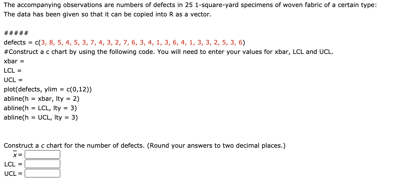 Solved The accompanying observations are numbers of defects | Chegg.com