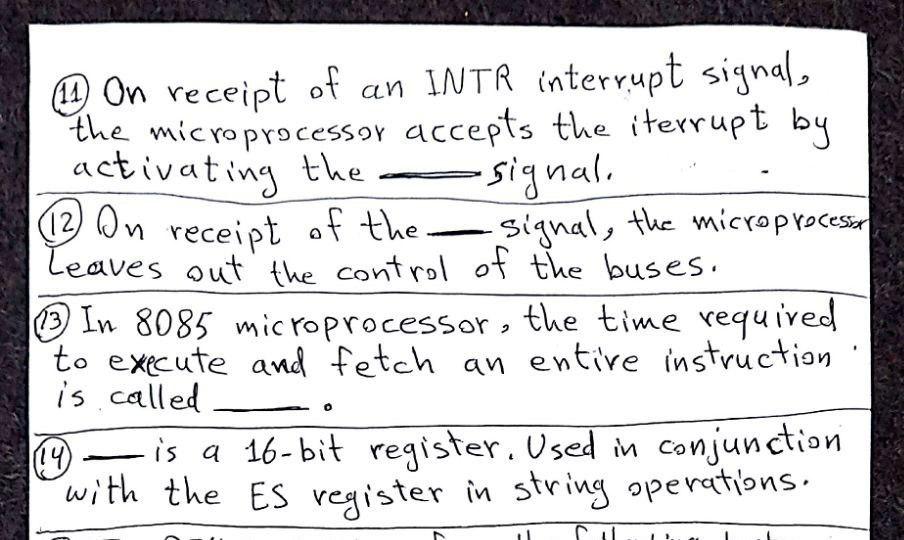 Solved signal 11. On receipt of an INTR interrupt signal, | Chegg.com