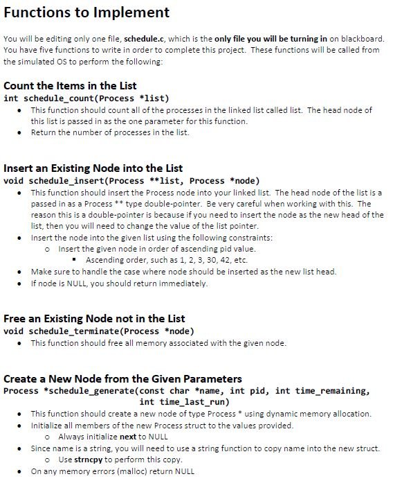 below is 'schedule.c'program which we should | Chegg.com