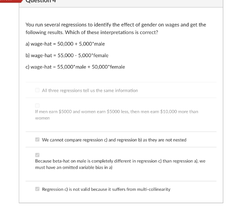 Solved You run several regressions to identify the effect of | Chegg.com