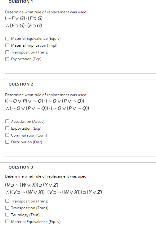 Solved QUESTION 1 Determine what rule of replacement was | Chegg.com