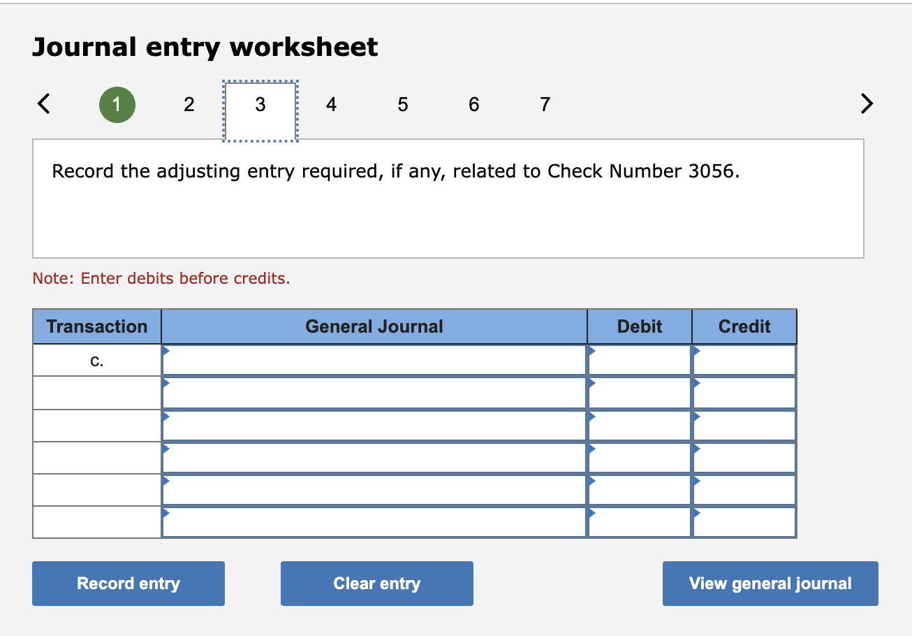 Solved Journal entry worksheet 7 Record the adjusting entry | Chegg.com