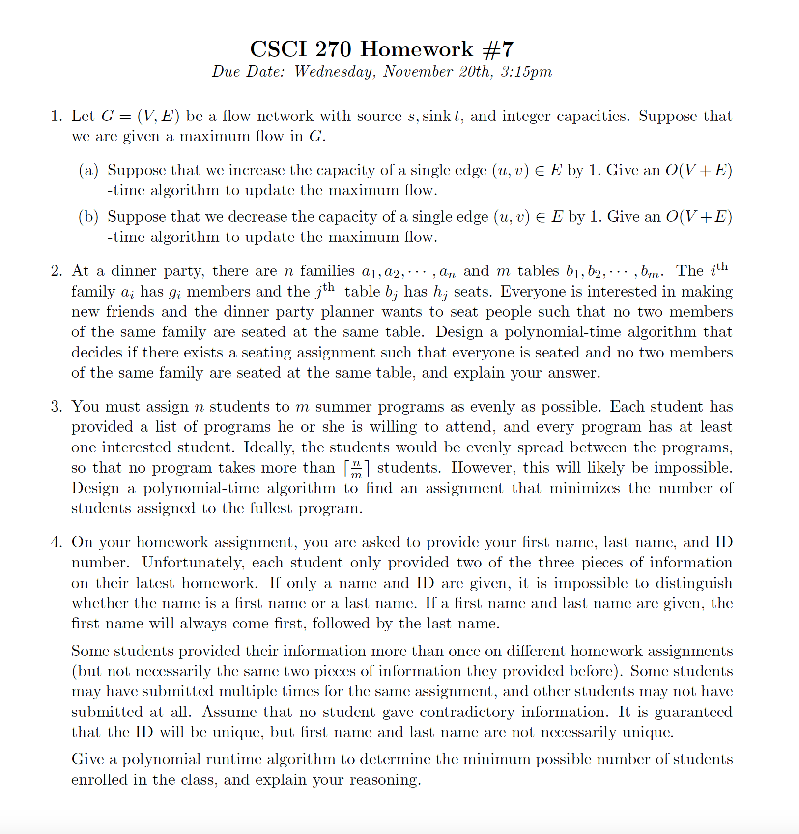 Solved CSCI 270 ﻿Homework \#7Due Date: Wednesday, November | Chegg.com