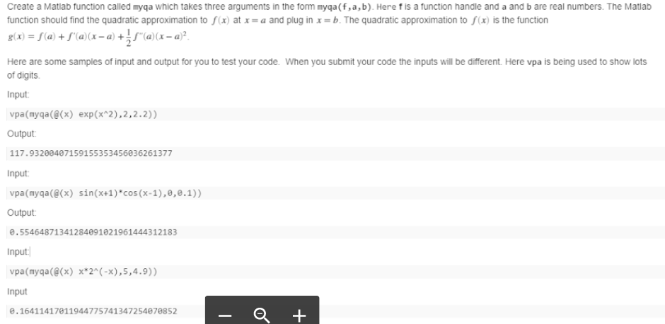Solved Create A Matlab Function Called Myqa Which Takes 3919