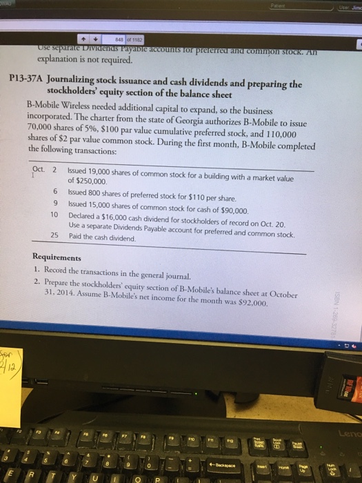 Solved Journalizing stock issuance and cash dividends and | Chegg.com