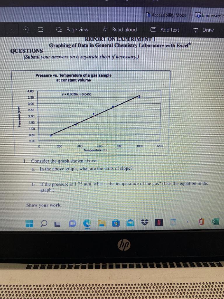 Solved Graphing of Data in General Chemistry Laboratory with | Chegg.com